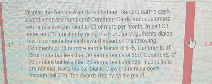 Solved 17 Display the Service Awards worksheet Servers earn | Chegg.com