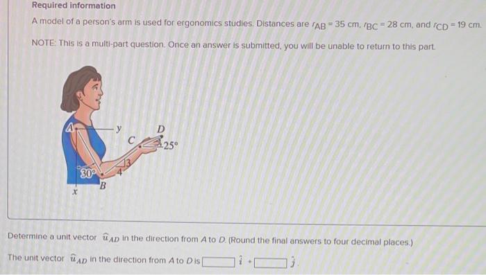 Solved Required information A model of a person's arm is | Chegg.com