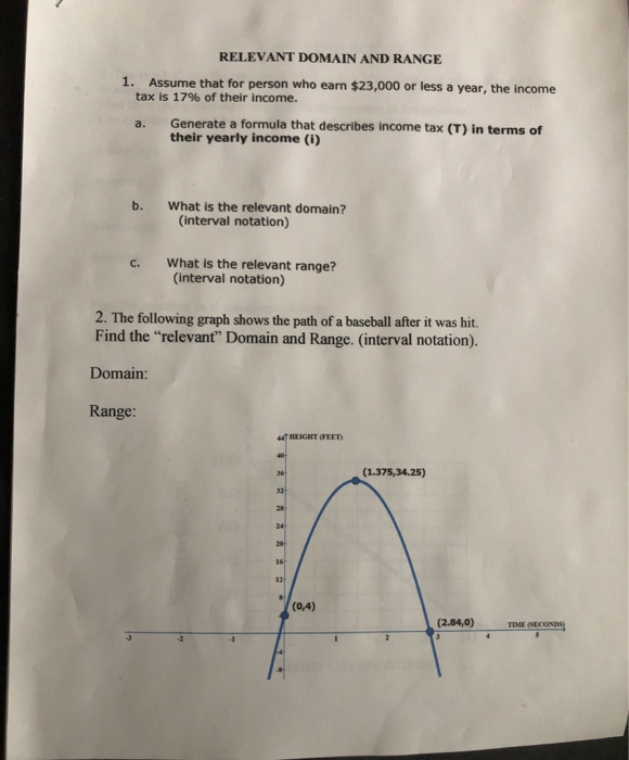 Solved RELEVANT DOMAIN AND RANGE 1. Assume that for person | Chegg.com