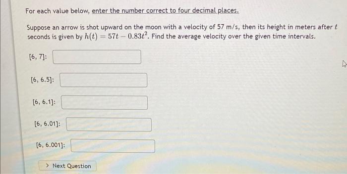 Solved For each value below, enter the number correct to | Chegg.com
