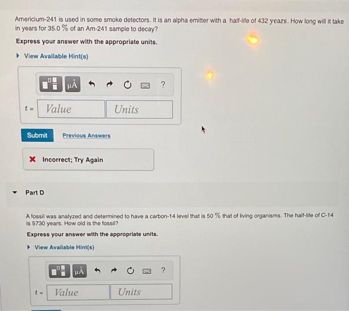 Solved Americium-241 is used in some smoke detectors. It is | Chegg.com