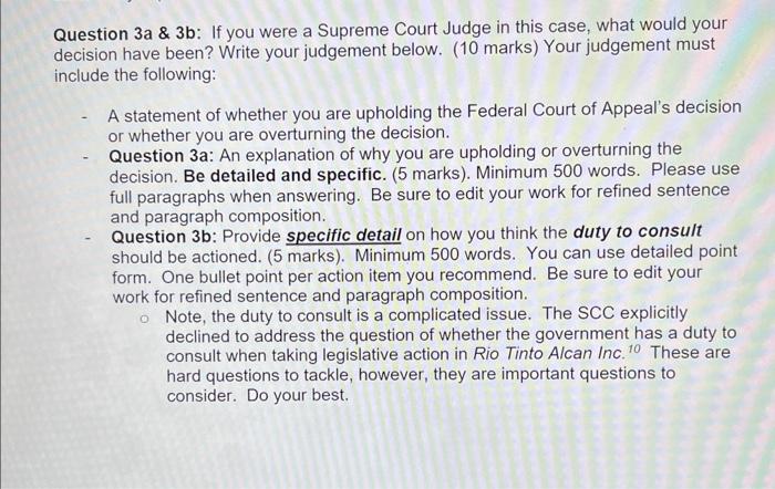 Question 3a \& 3b: If you were a Supreme Court Judge | Chegg.com