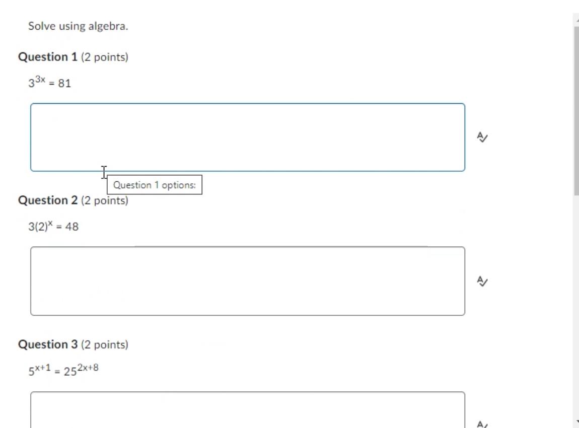 Solved Solve using algebra.Question 1 (2 | Chegg.com
