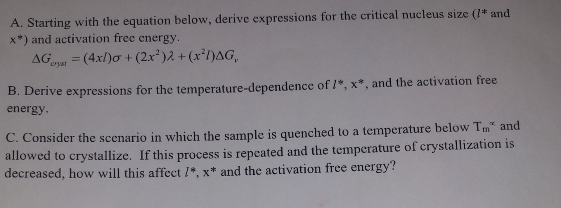 A. ﻿Starting with the equation below, derive | Chegg.com