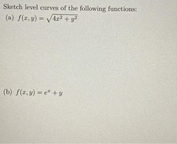 Solved Sketch level curves of the following functions: (a) | Chegg.com