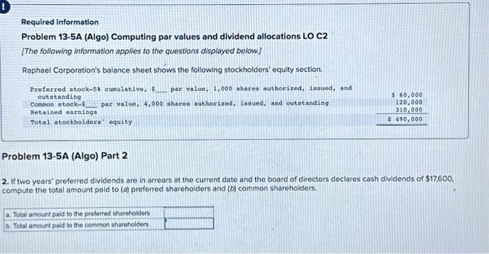 Solved Required information Problem 13-5A (Algo) Computing | Chegg.com