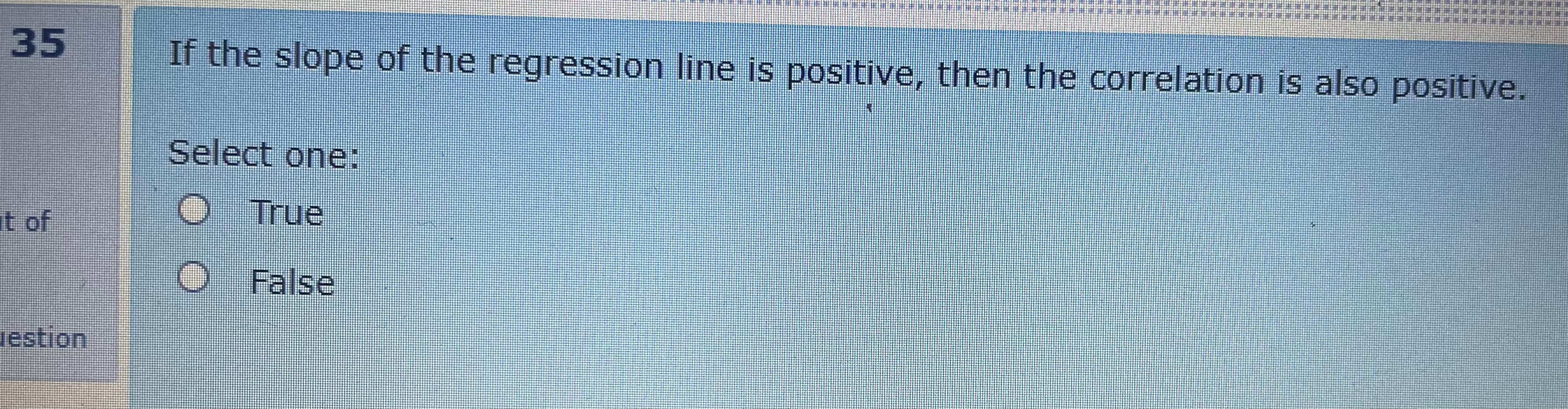 Solved 35 ﻿If the slope of the regression line is positive, | Chegg.com