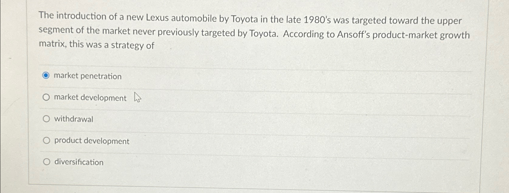 Solved The introduction of a new Lexus automobile by Toyota | Chegg.com