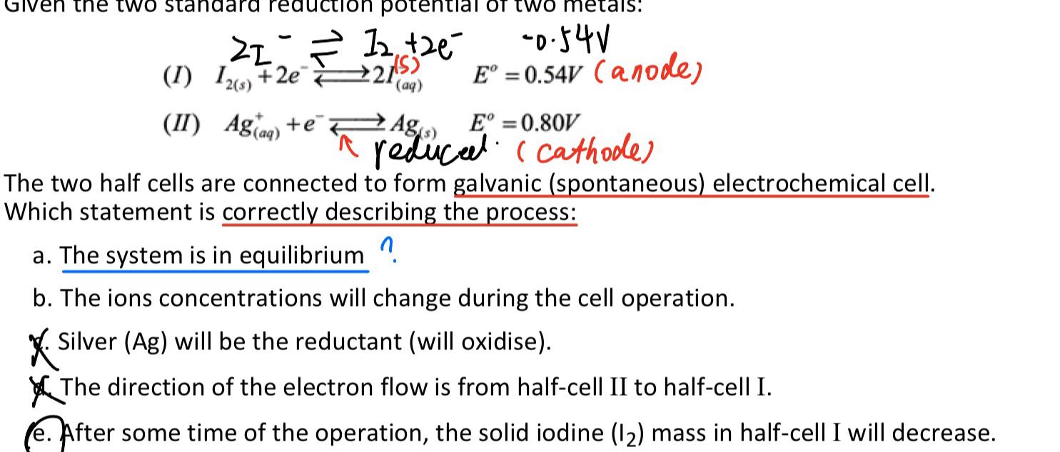 Solved I2(s) + 2e=2I-(aq) | Chegg.com