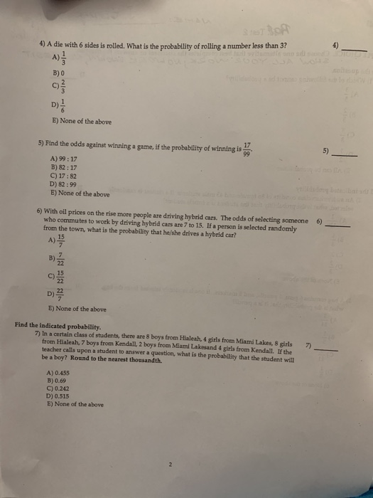 Solved MULTIPLE CHOICE. Choose the one alternative that best | Chegg.com