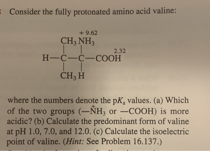 Solved Consider The Fully Protonated Amino Acid Valine