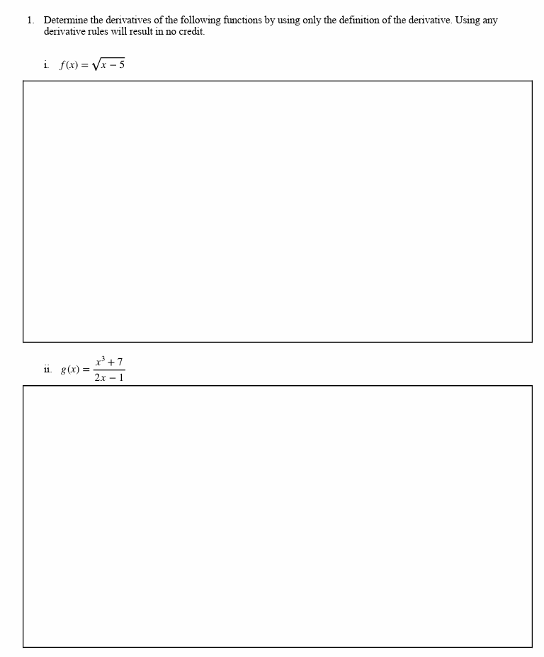 Solved Determine the derivatives of the following functions | Chegg.com