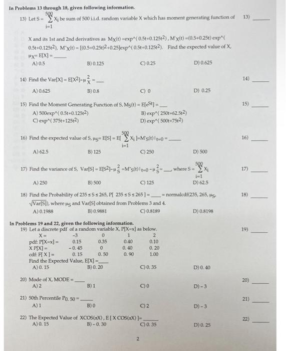 Solved In Problems 13 through 18, given following | Chegg.com