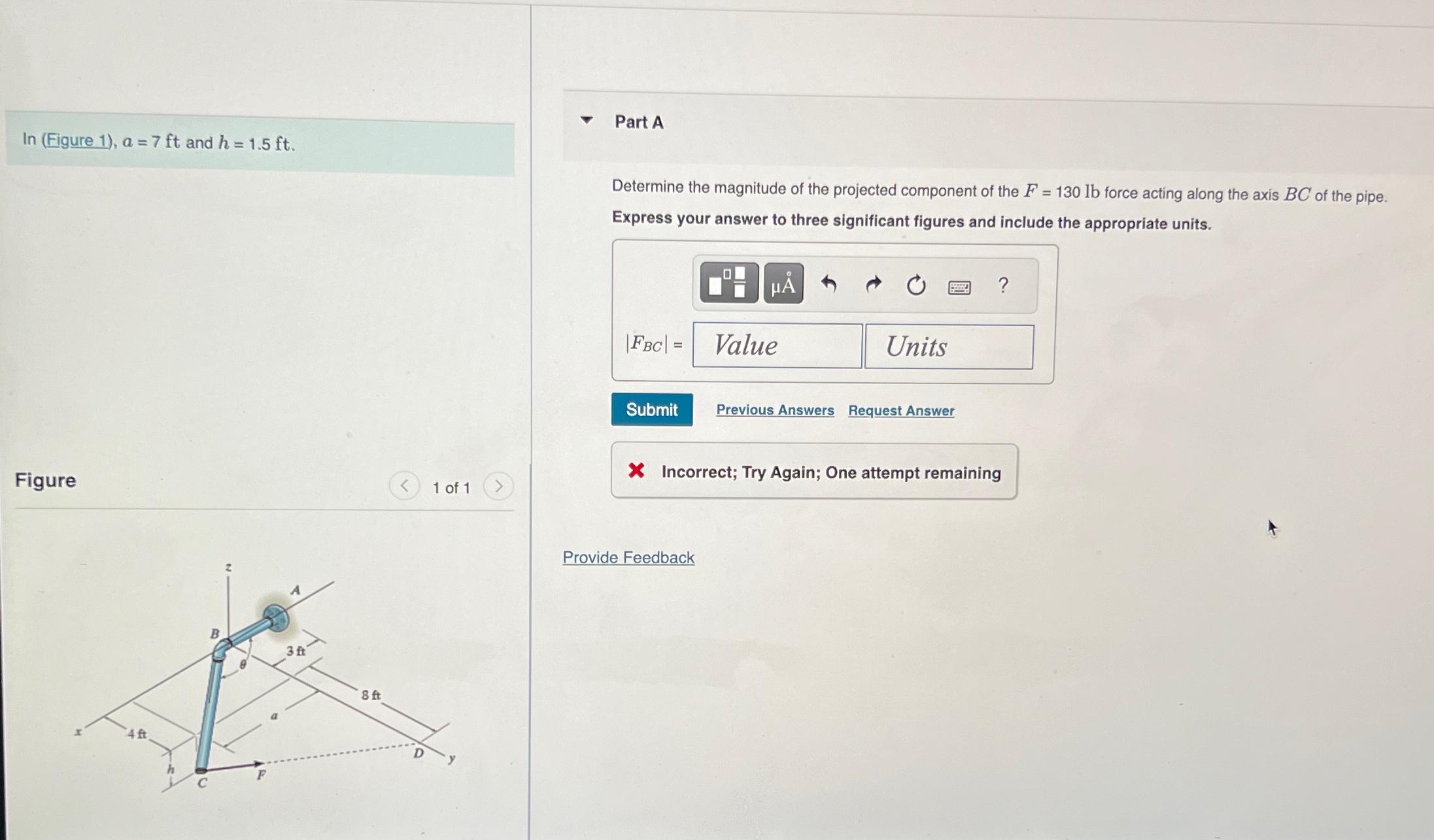 Solved In (Figure 1), a=7ft and h=1.5ft.\\nFigure\\n1 of | Chegg.com