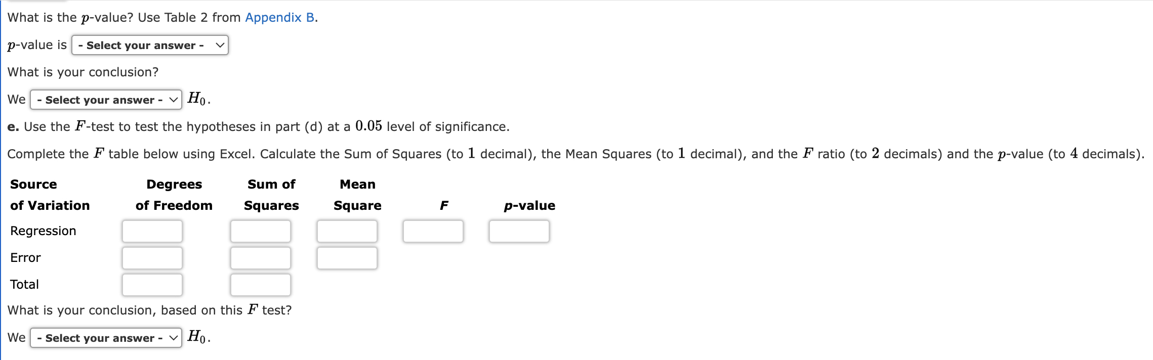 What is the p-value? Use Table 2 ﻿from Appendix | Chegg.com