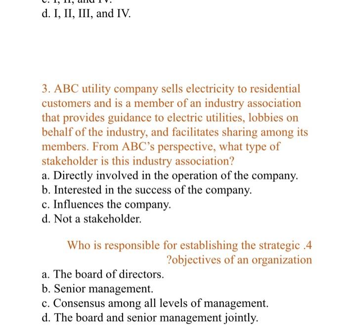 Solved d. I, II, III, and IV. 3. ABC utility company sells | Chegg.com