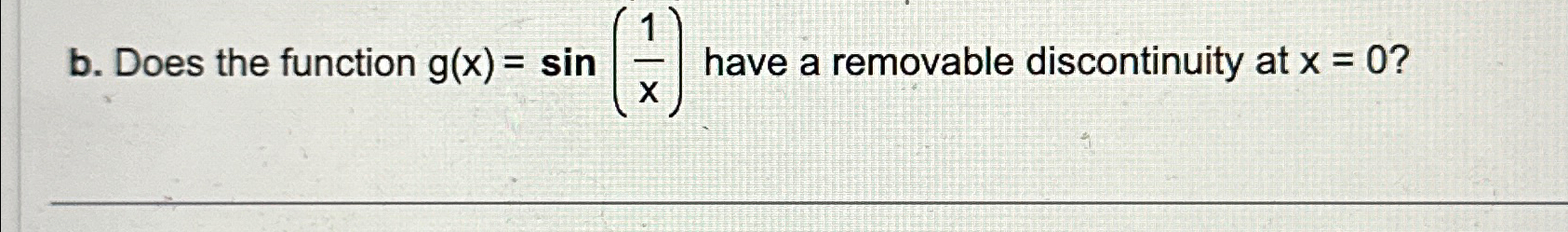 Solved b. ﻿Does the function g(x)=sin(1x) ﻿have a removable | Chegg.com