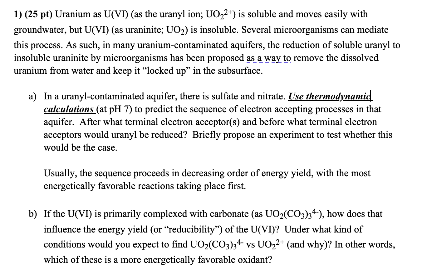Solved Uranium as U(VI) (as ﻿the uranyl ion; UO22+) is | Chegg.com