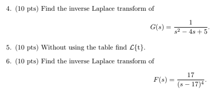 Solved (10 ﻿pts) ﻿Find the inverse Laplace transform | Chegg.com