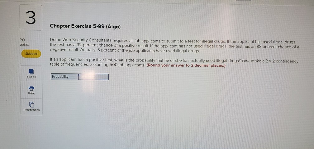 Solved 3 Chapter Exercise 5-99 (Algo) 20 points Dolon Web | Chegg.com