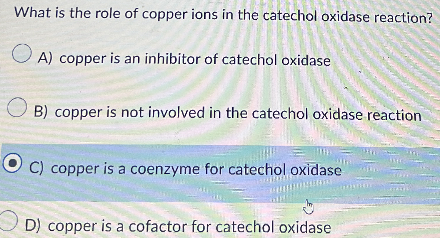 Solved What is the role of copper ions in the catechol | Chegg.com