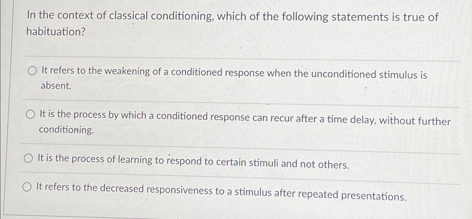 Solved In the context of classical conditioning, which of | Chegg.com