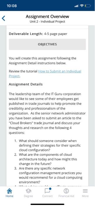 Deliverable Length: 4-5 page paper OBJECTIVES You | Chegg.com