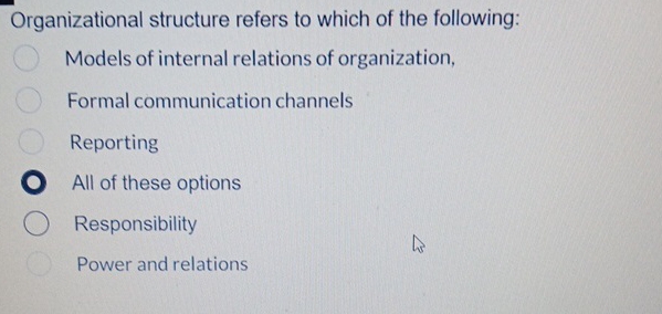 Solved Organizational structure refers to which of the | Chegg.com
