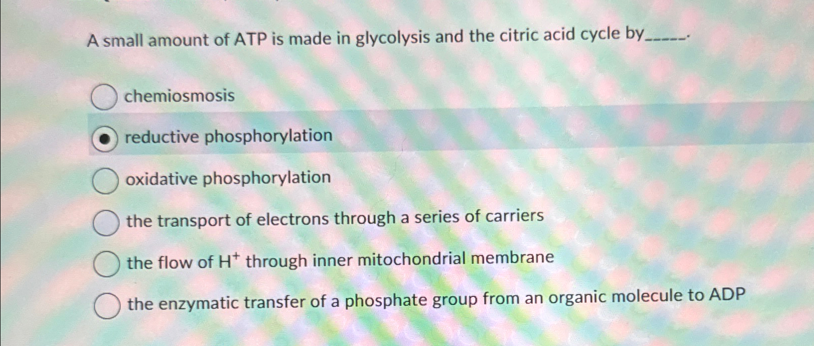 Solved A small amount of ATP is made in glycolysis and the | Chegg.com