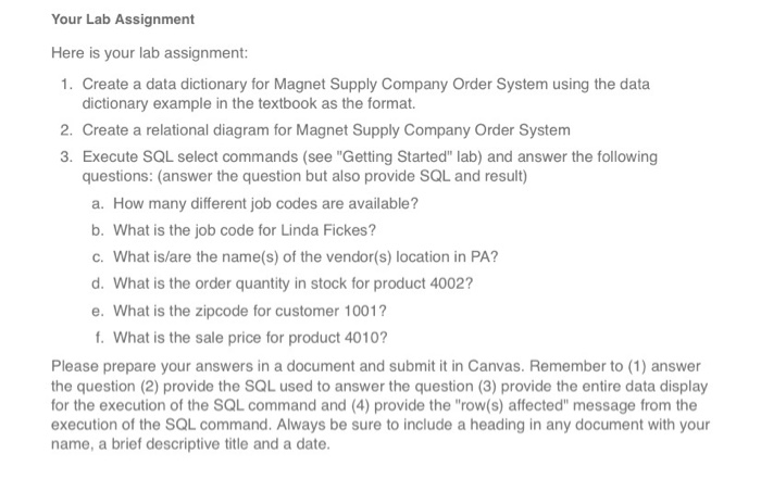 Your Lab Assignment Here is your lab assignment: 1. | Chegg.com