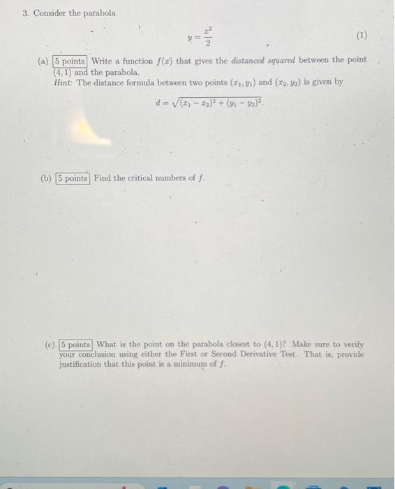 Solved 3. Consider the parabola y=2x2 (a) 5 points Write a | Chegg.com