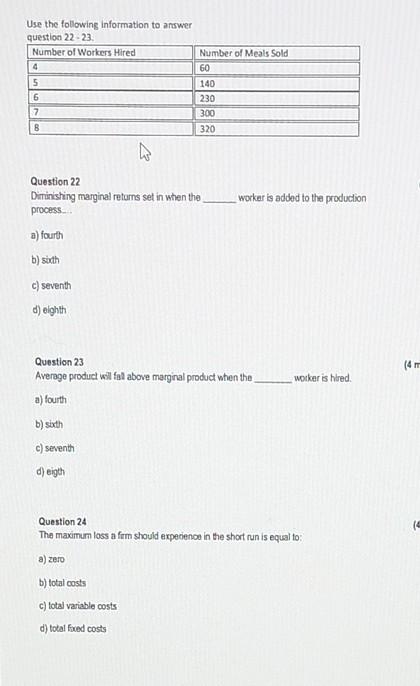 Solved Use the following information to amswer auestion | Chegg.com
