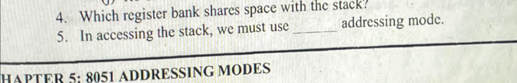 Solved Which register bank shares space with the stack?In | Chegg.com