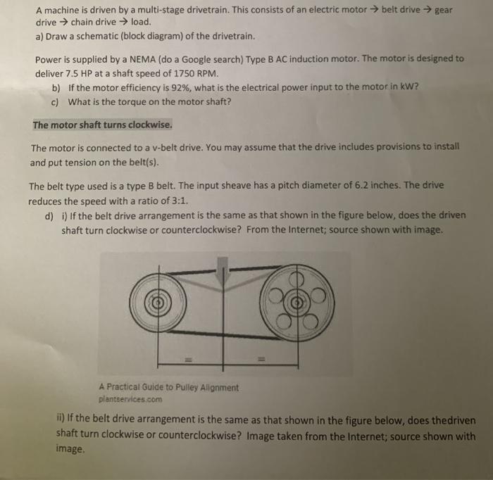 Solved A machine is driven by a multi-stage drivetrain. This | Chegg.com
