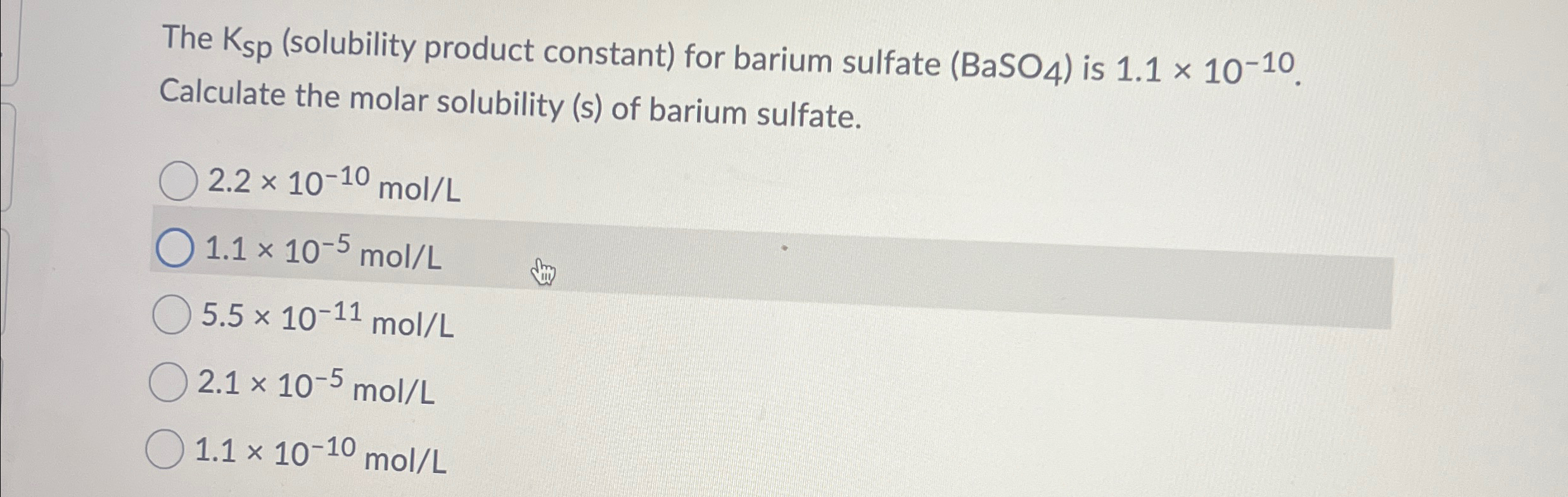 The Ksp (solubility product constant) ﻿for barium | Chegg.com