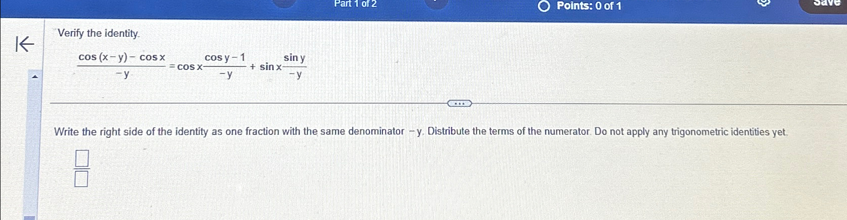 Solved Part 1 ﻿of 2Points: 0 ﻿of 1Verify the | Chegg.com