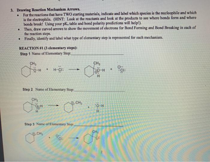 Solved . 3. Drawing Reaction Mechanism Arrows. For the | Chegg.com