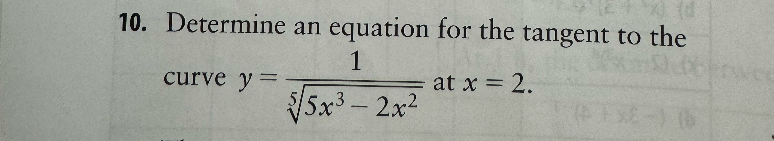 Solved Determine an equation for the tangent to the curve | Chegg.com
