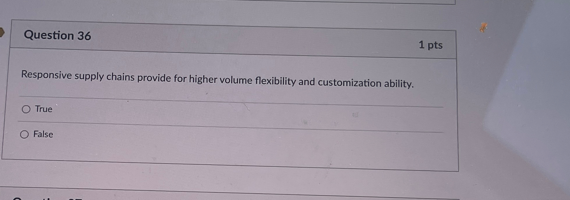 Solved Question 361 ﻿ptsResponsive supply chains provide for | Chegg.com
