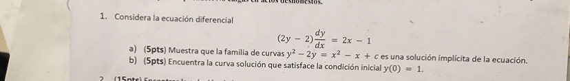 Solved Considera la ecuación | Chegg.com