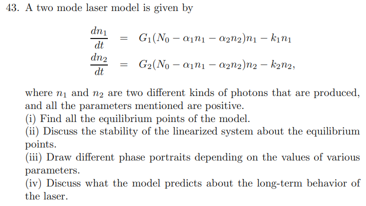 A two mode laser model is given | Chegg.com