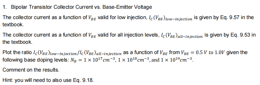 Solved Bipolar Transistor Collector Current vs. | Chegg.com