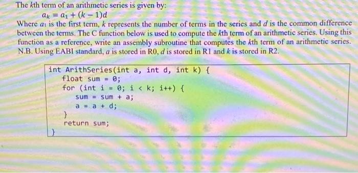 Solved The kth term of an arithmetic series is given by: ax | Chegg.com