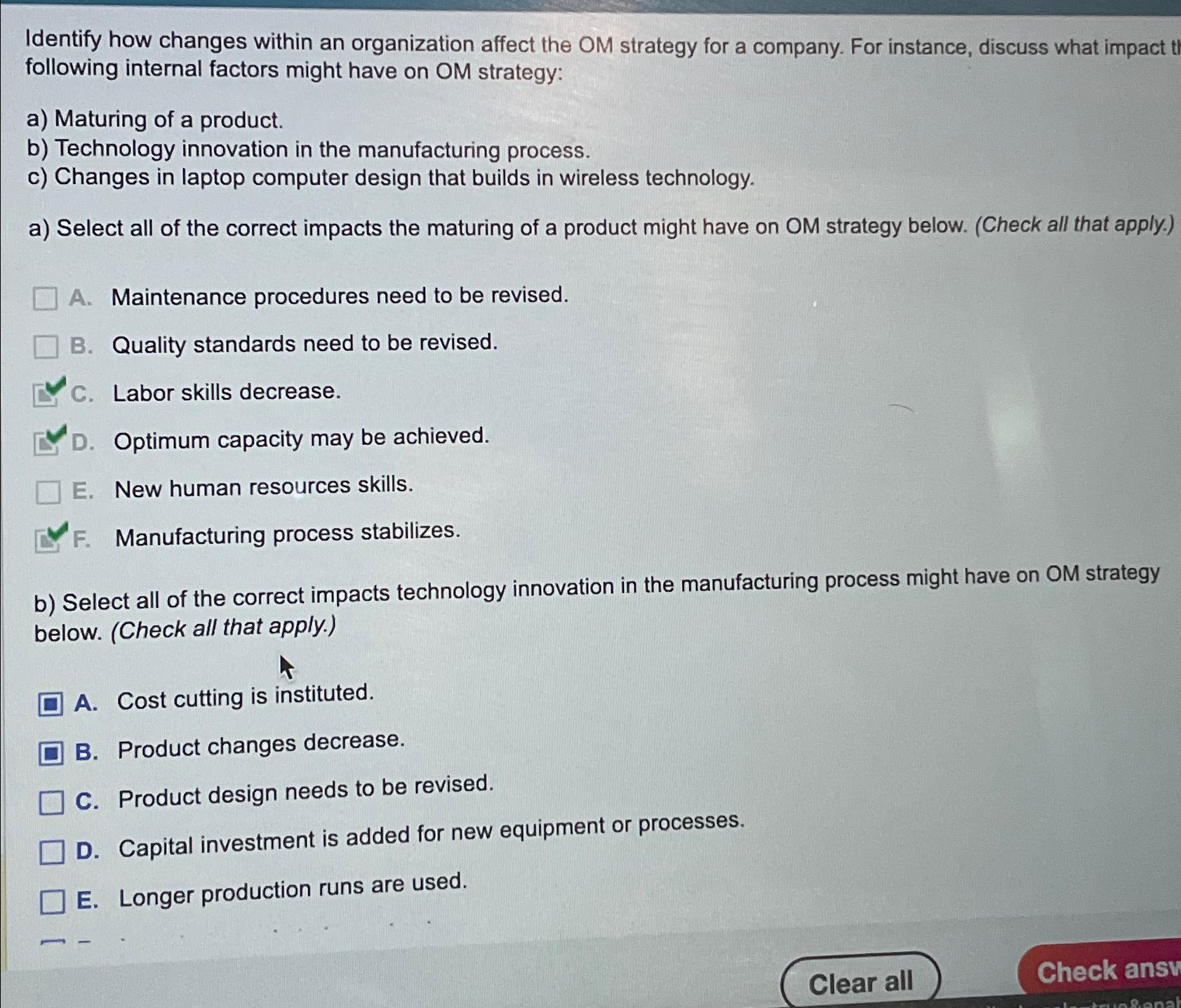 Solved Identify how changes within an organization affect | Chegg.com