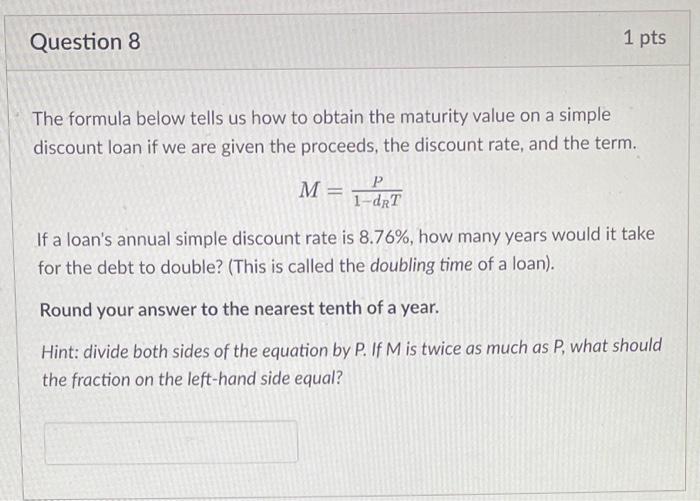 Solved The formula below tells us how to obtain the maturity | Chegg.com
