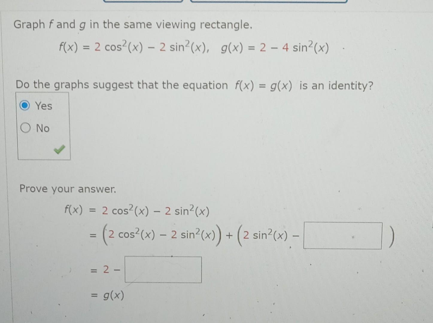 Solved Graph f and g in the same viewing rectangle. | Chegg.com