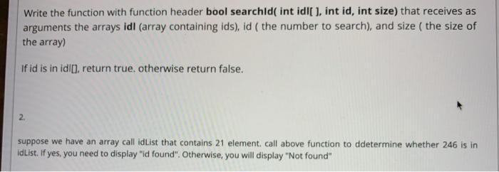 Solved Write The Function With Function Header Bool 3417