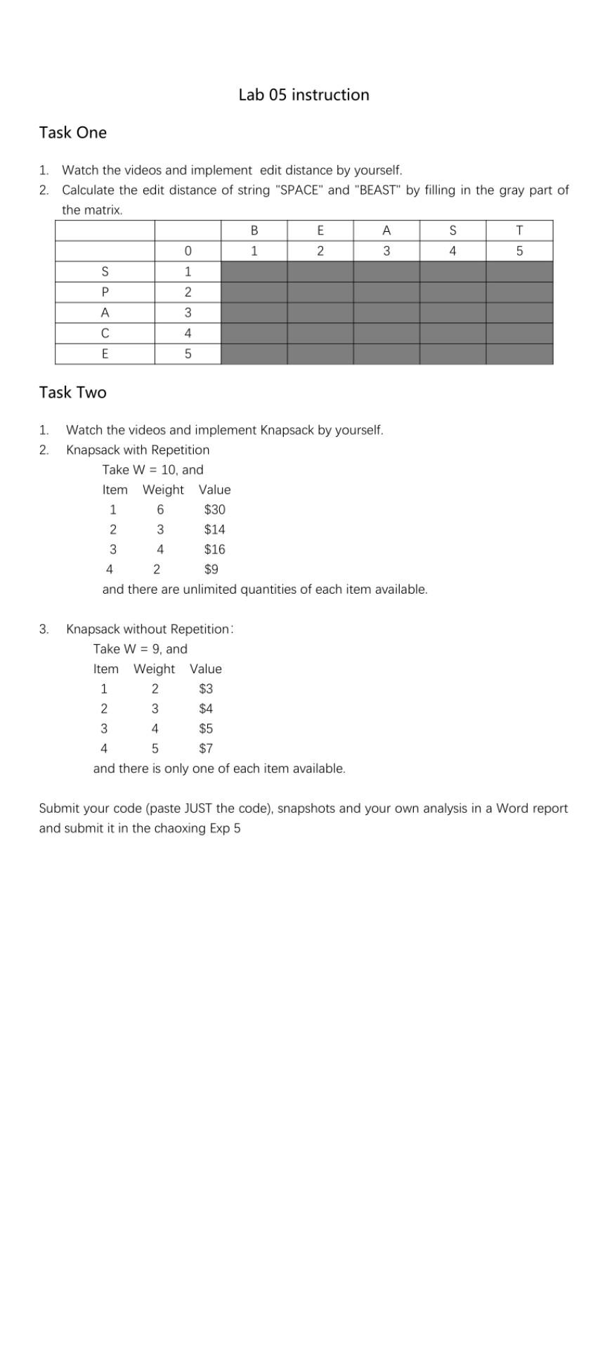Solved 1. Watch the videos and implement edit distance by | Chegg.com