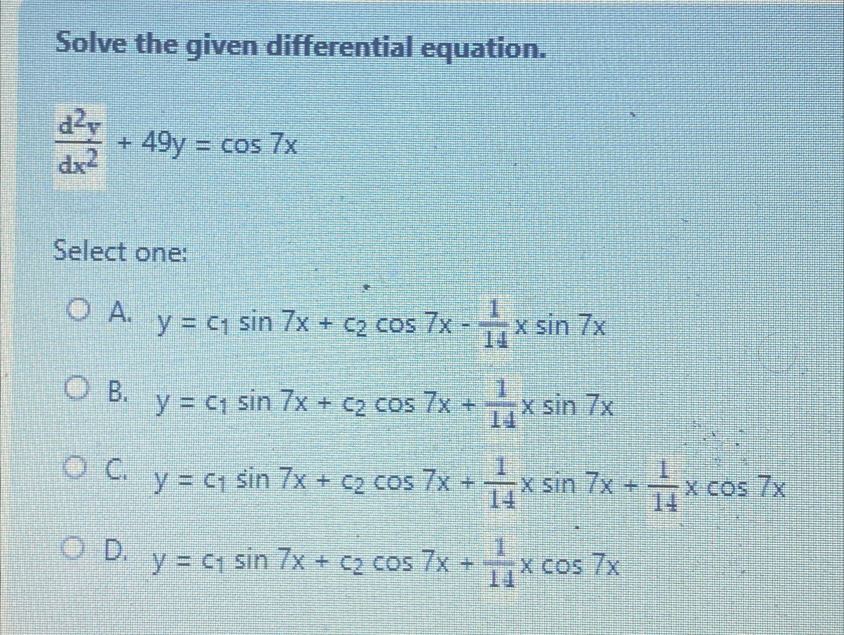 Solved Solve the given differential | Chegg.com
