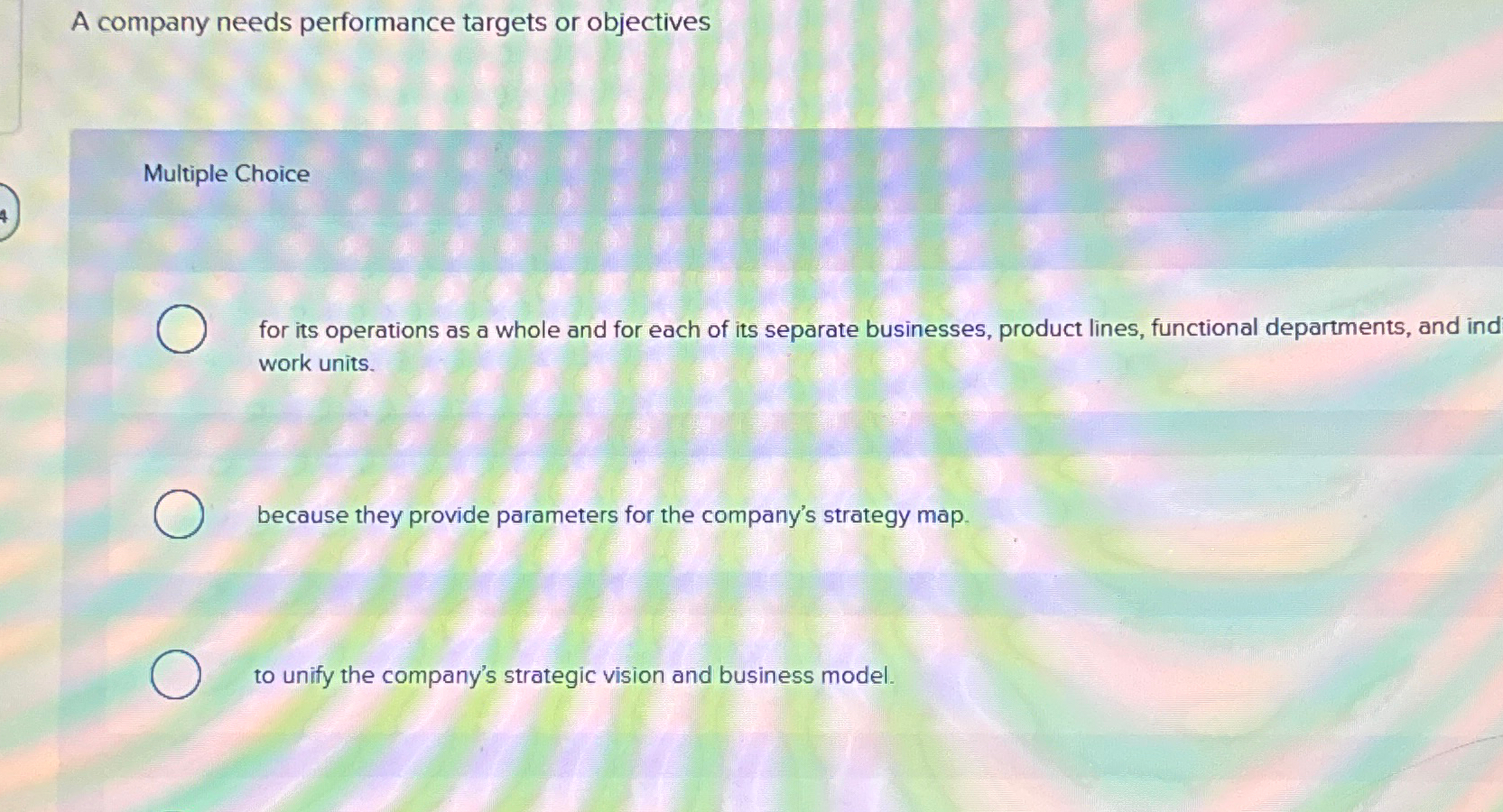 Solved A company needs performance targets or | Chegg.com